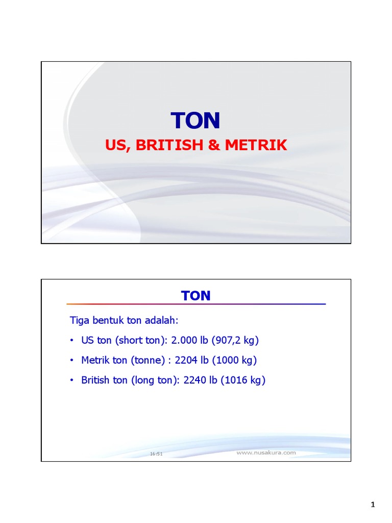 Perbandingan Satuan Ton dan Pound | PDF
