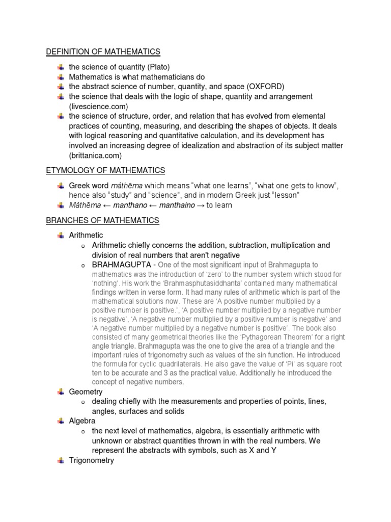 Definition of Mathematics | PDF | Numbers | Trigonometry