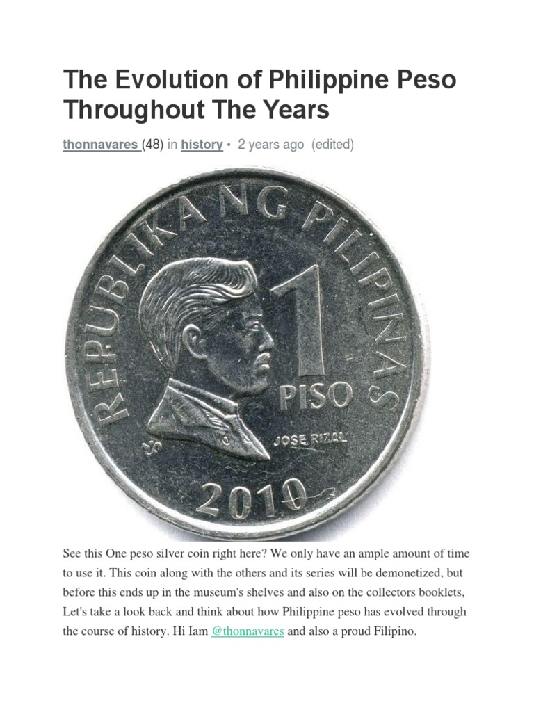 Evolution of the Philippine Peso History | PDF | Coins | Lydia