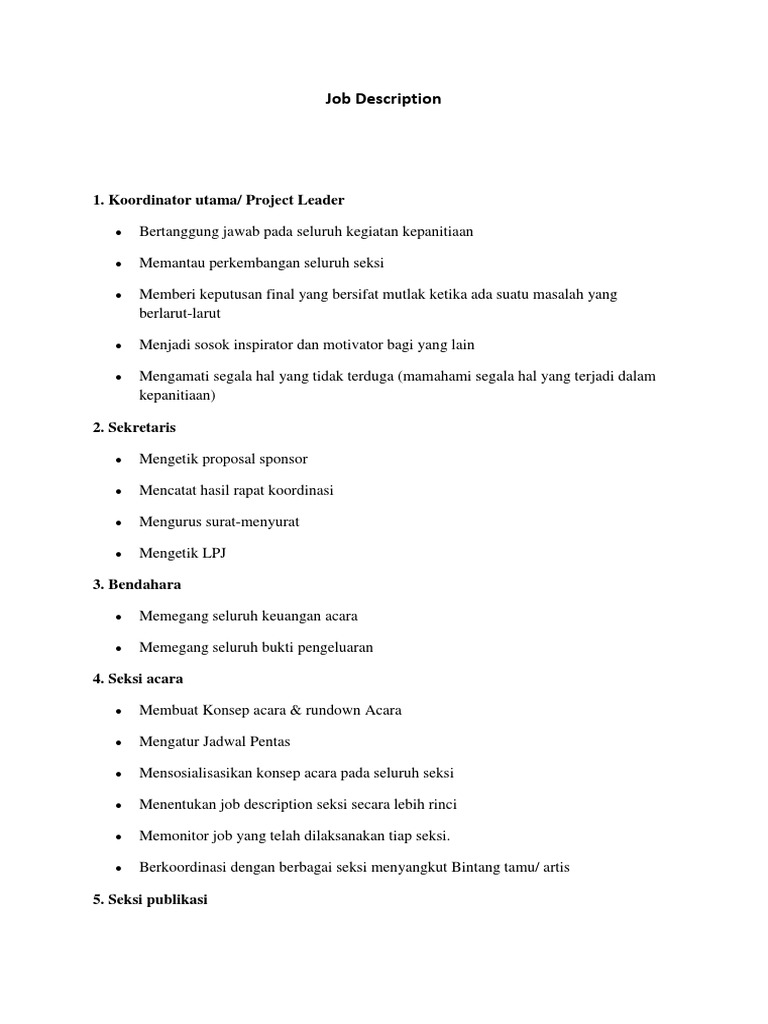 Contoh 2 Job Description | PDF