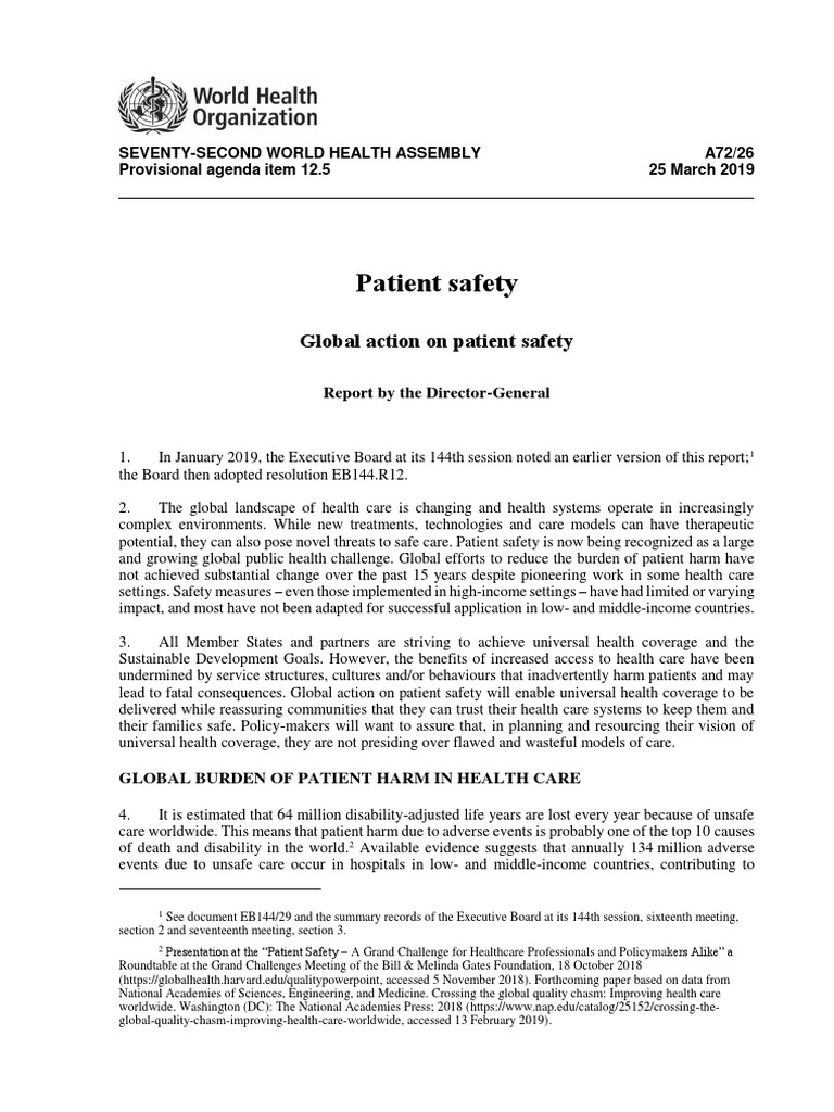 Patient Safety WHO | PDF | Patient Safety | Health System