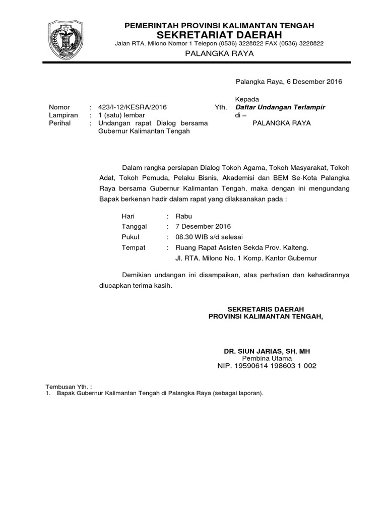 Undangan Rapat Persiapan Dialog | PDF