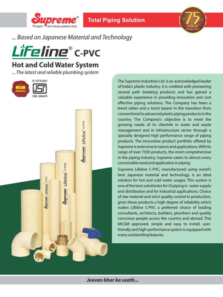 3 Lifeline CPVC Hot and Cold Plumbing System | PDF | Plumbing | Pipe ...