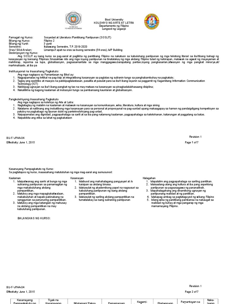 Silabus SOSLIT Final Copy 1 | PDF