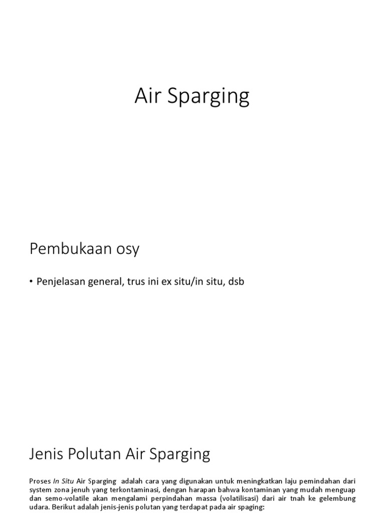 Proses dan Manfaat Air Sparging | PDF