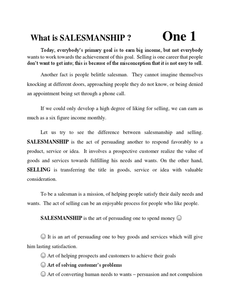 Professional Salesmanship Lesson January2020 | PDF | Sales | Customer