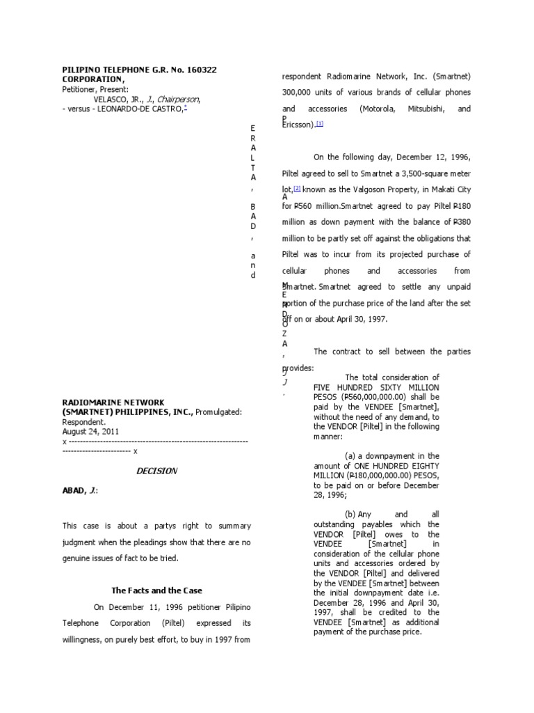 Piltel Vs Radiomarine Network | PDF | Certiorari | Summary Judgment