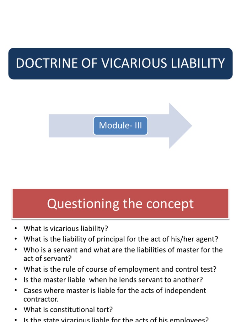 Module Iii - Vicarious Liability | PDF | Vicarious Liability | Law Of ...