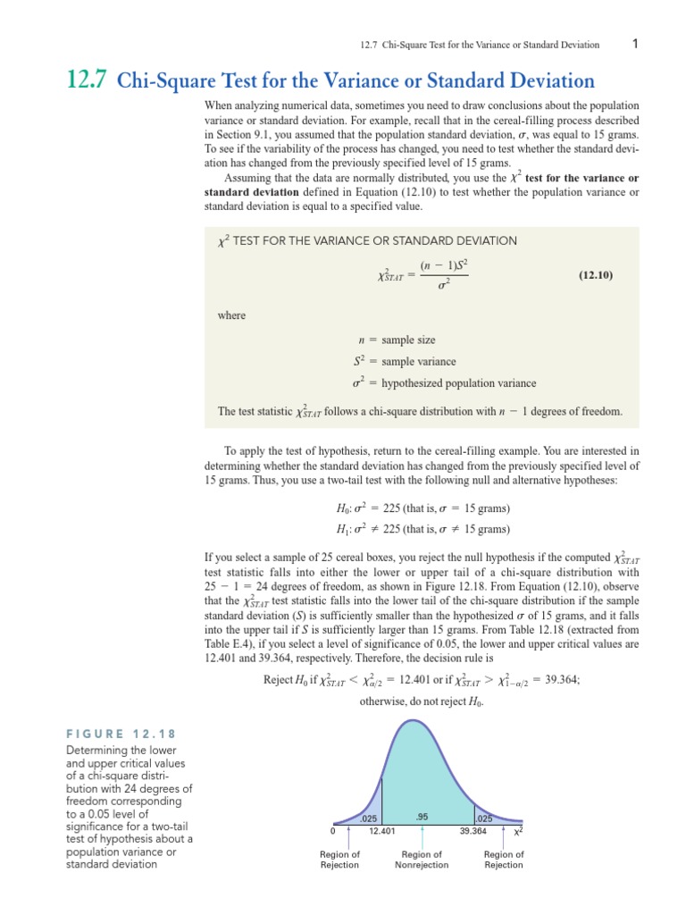 Chisquaredforvariamcestddeviation PDF | PDF | Chi Squared Distribution ...