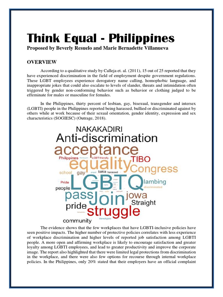 Think Equal Project Proposal | PDF | Lgbt | LGBTQIA+ Studies