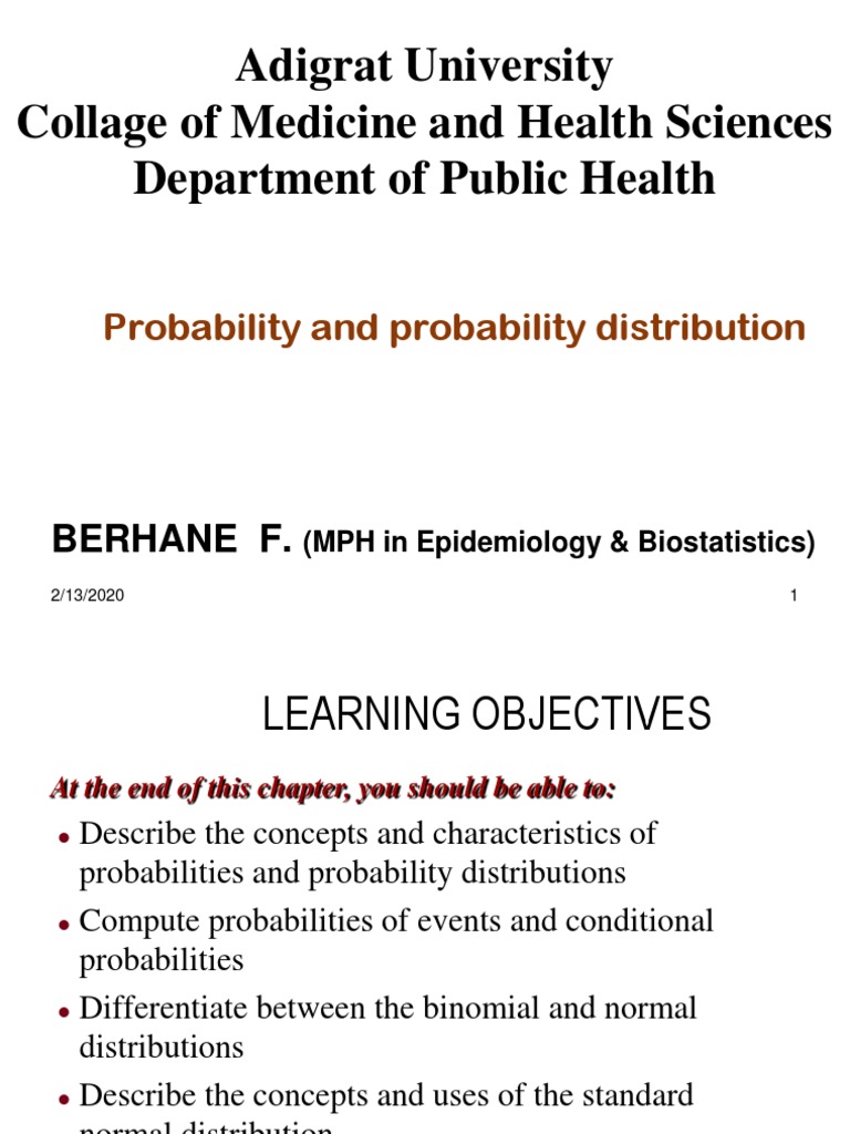 Probability And Probability Distn Pdf Probability Distribution