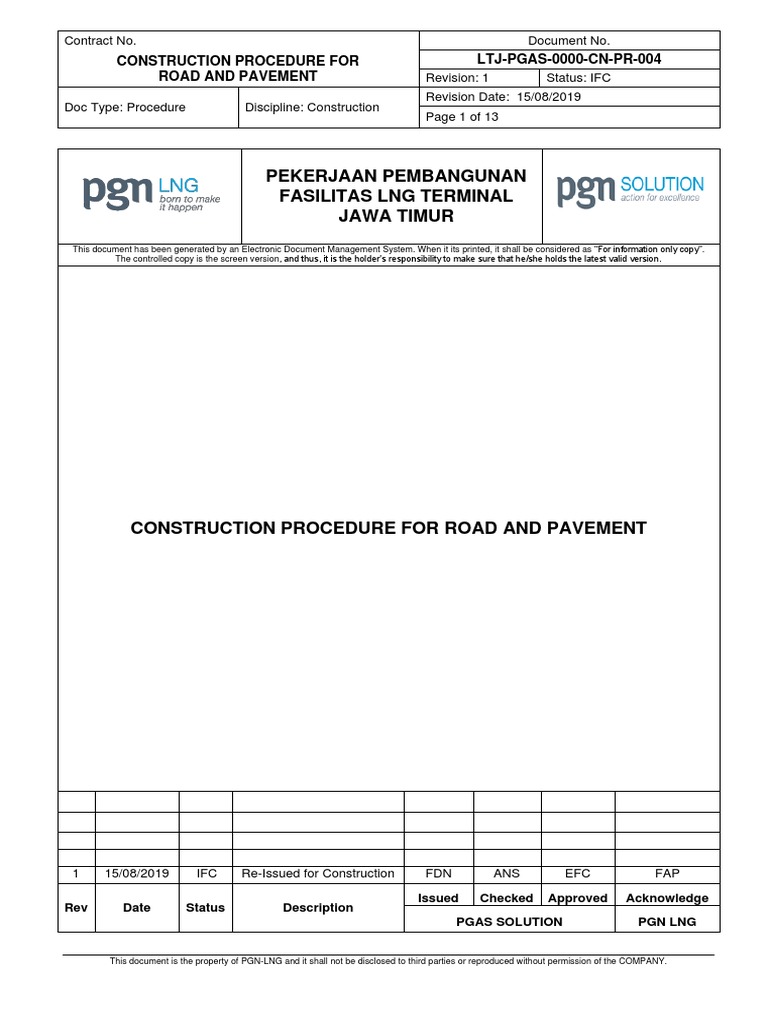 LTJ Construction Road Procedure Guide | PDF | Concrete | Road Surface