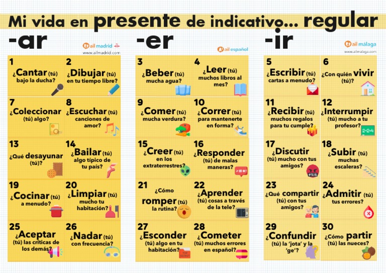 Juego para Practicar El Presente Regular en La Clase de Ele | PDF | Ocio