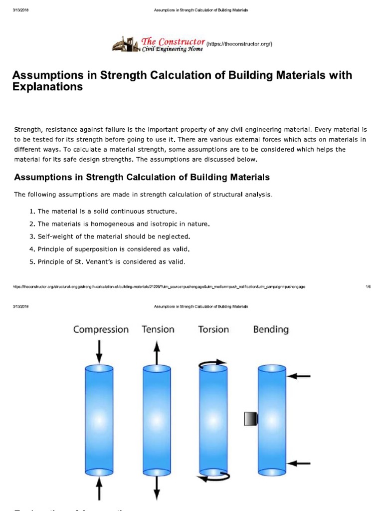 Assumptions in Strength Calculation of Building Materials | PDF