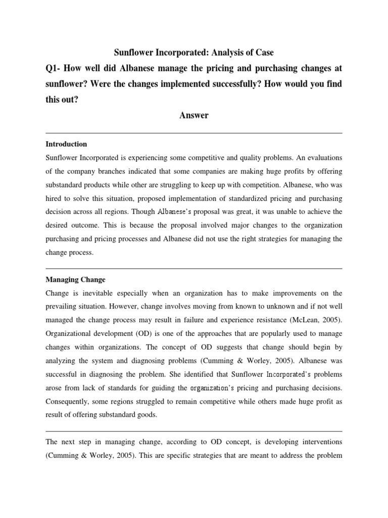 Albanese's Change Management Failures | PDF | Pricing | Organization ...