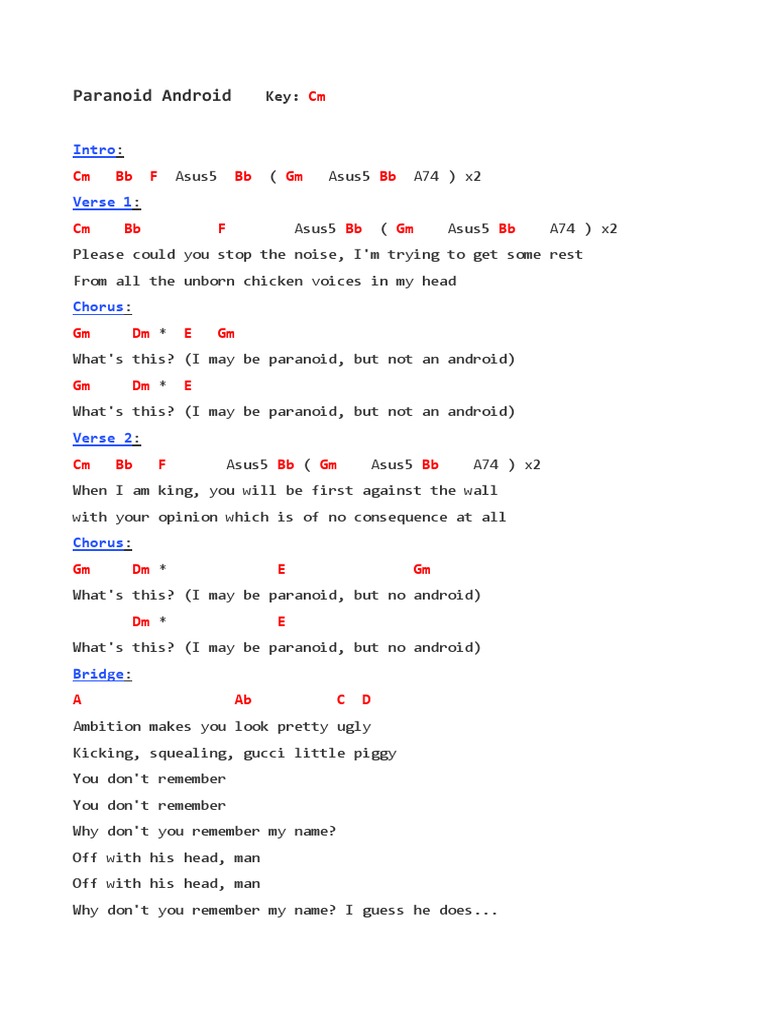 Paranoid Android Key | PDF