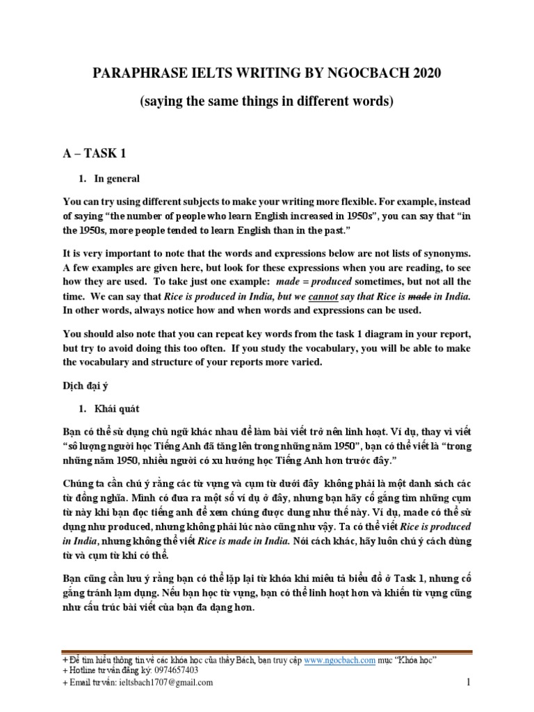 Paraphrase Book by Ngocbach Phiên Bản 2020 | PDF