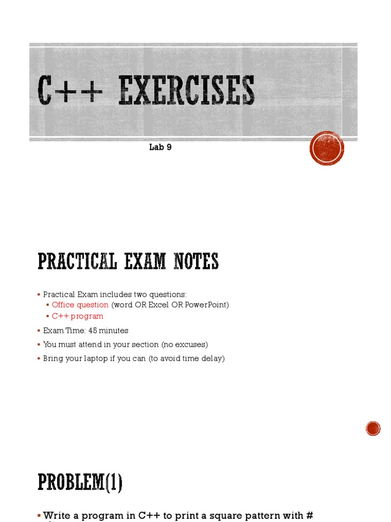 Lab 9 C++ Exercises | PDF | Computer Programming | Computing