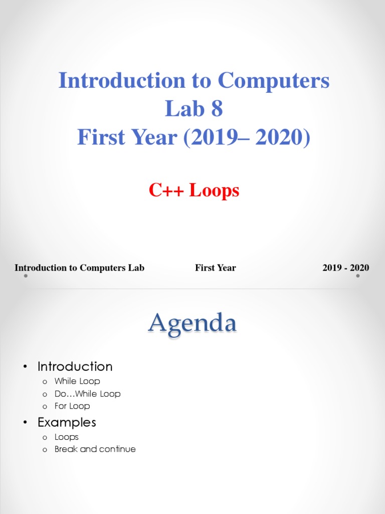 Lab 8 C++ Loops | PDF | Control Flow | Software Engineering