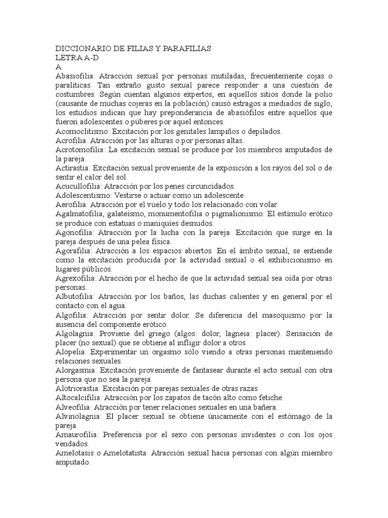 Diccionario de Filias y Parafilias | PDF | La sexualidad humana | Erotismo