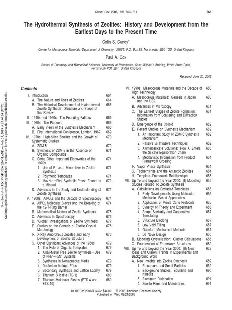Hydrothermal Synthesis of Zeolite | PDF | Zeolite | Applied And ...
