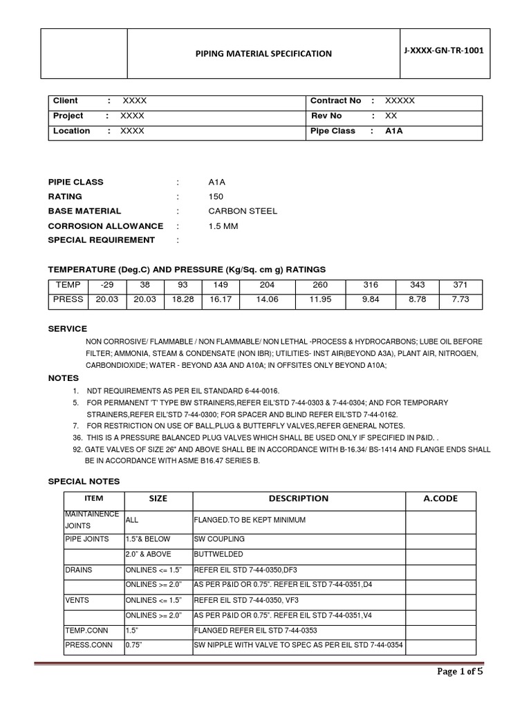 A1a PMS | PDF | Pipe (Fluid Conveyance) | Gas Technologies