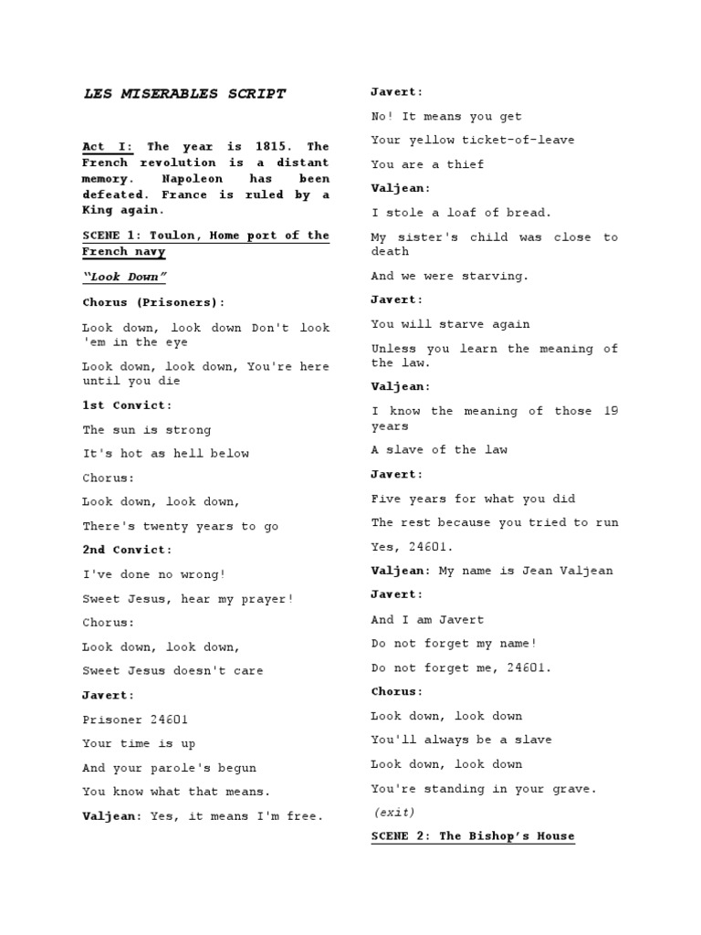 Les Miserables Script FINALE | PDF | Cosette | Marius Pontmercy