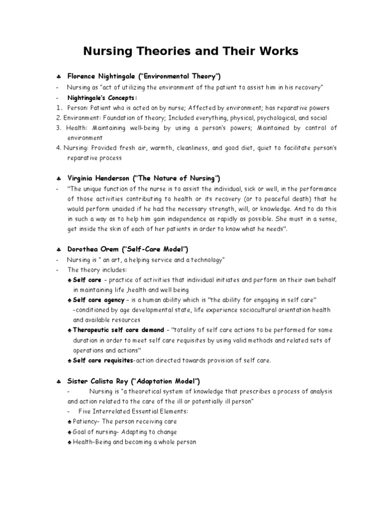 Nursing Theories and Their Works | PDF | Interpersonal Relationships ...