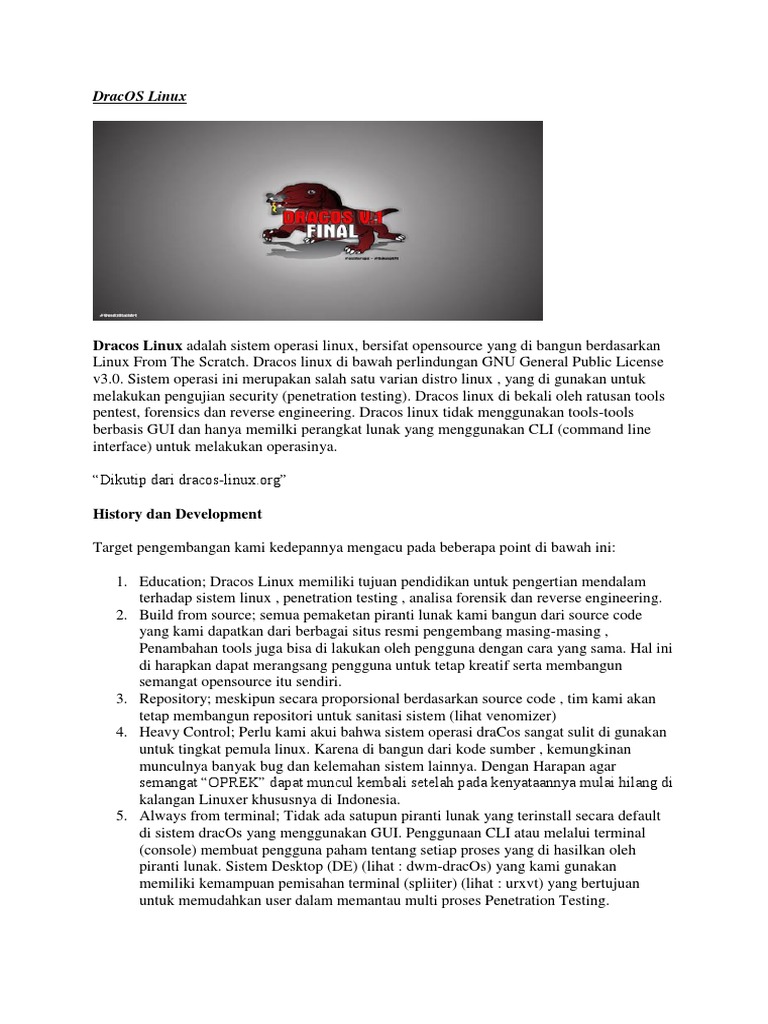 DracOS Linux. Presentation | PDF