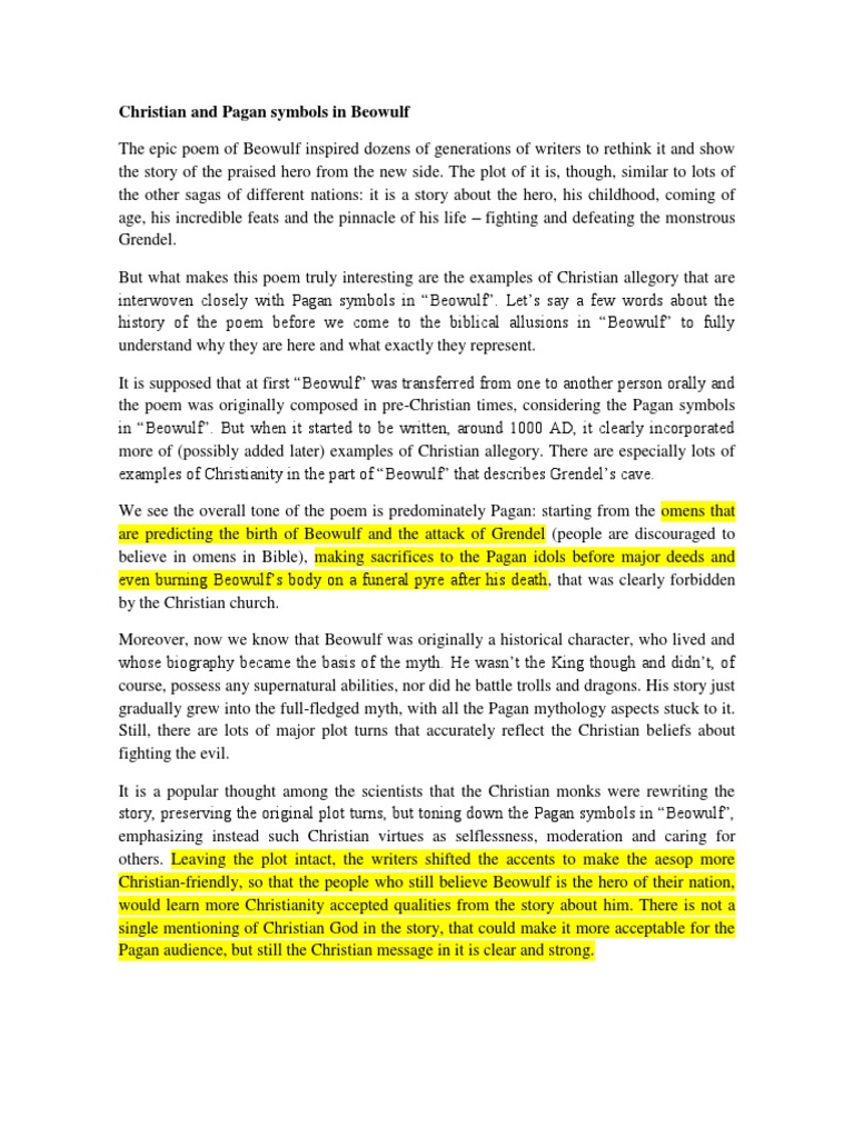 Christian and Pagan Symbols in Beowulf | PDF | Beowulf | Troll