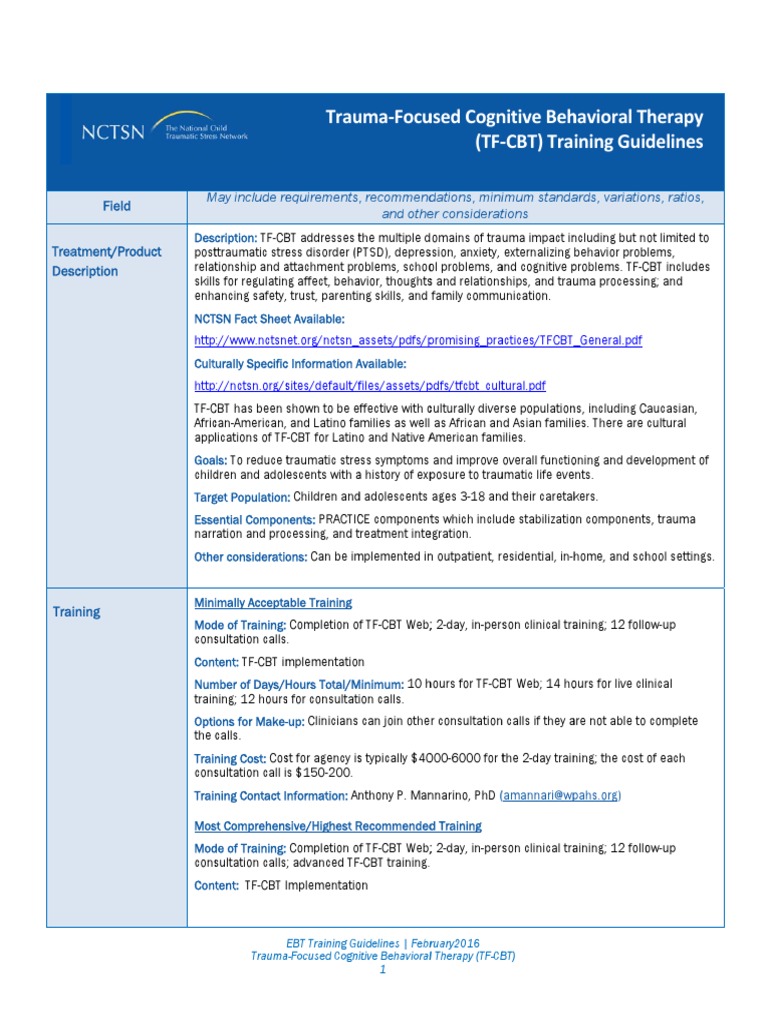 TFCBT Training Guidelines | PDF | Psychological Trauma | Cognitive ...
