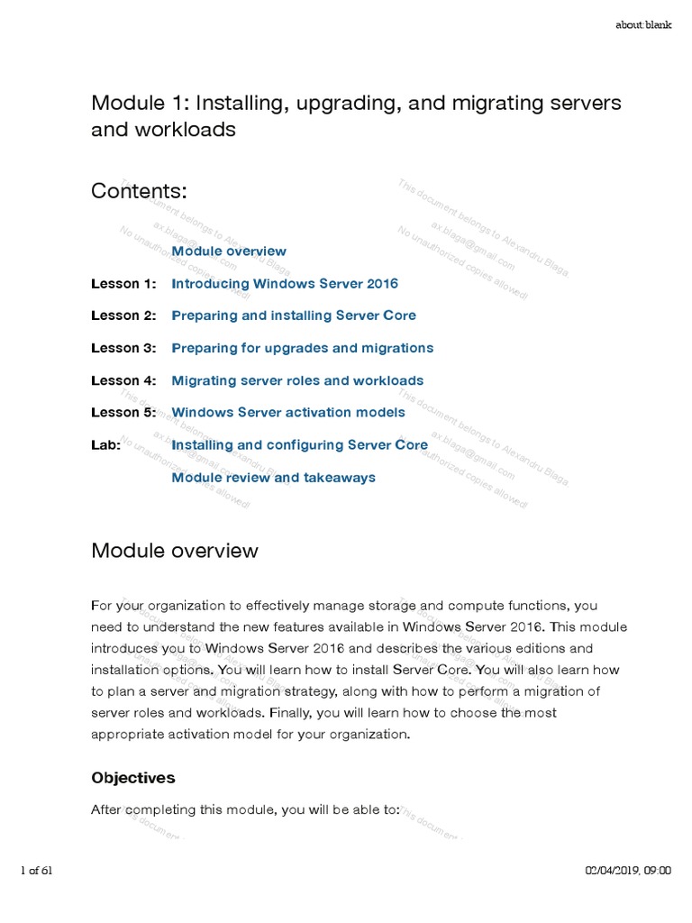 Module 1: Installing, upgrading, and migrating servers and workloads | PDF | Virtualization ...