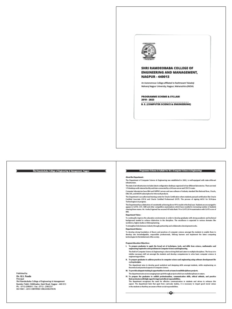 B E Computer Science & Engineering | PDF | Engineering | Computer Science