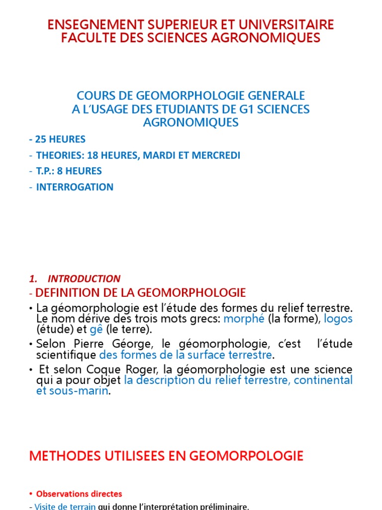 Cours de Geomorphologie | PDF | Structure de la Terre | Montagnes