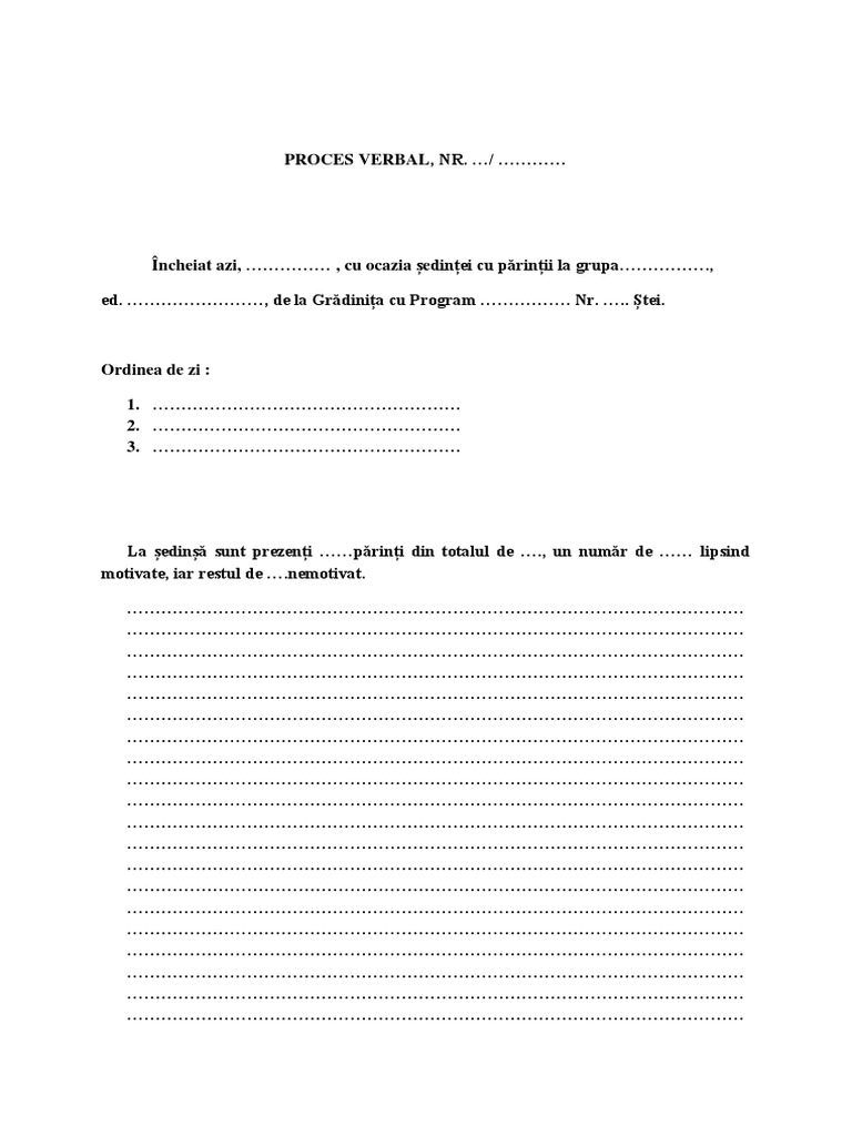 Model Proces Verbal Sedinte | PDF