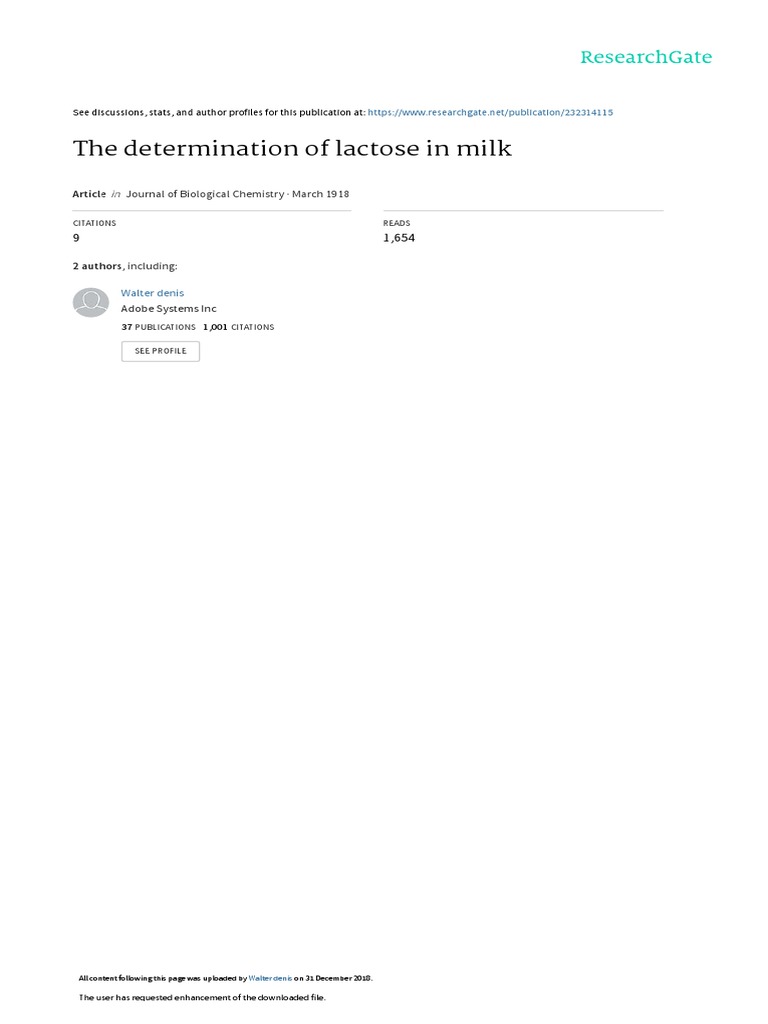 The Determination Of Lactose In Milk Pdf Milk Titration