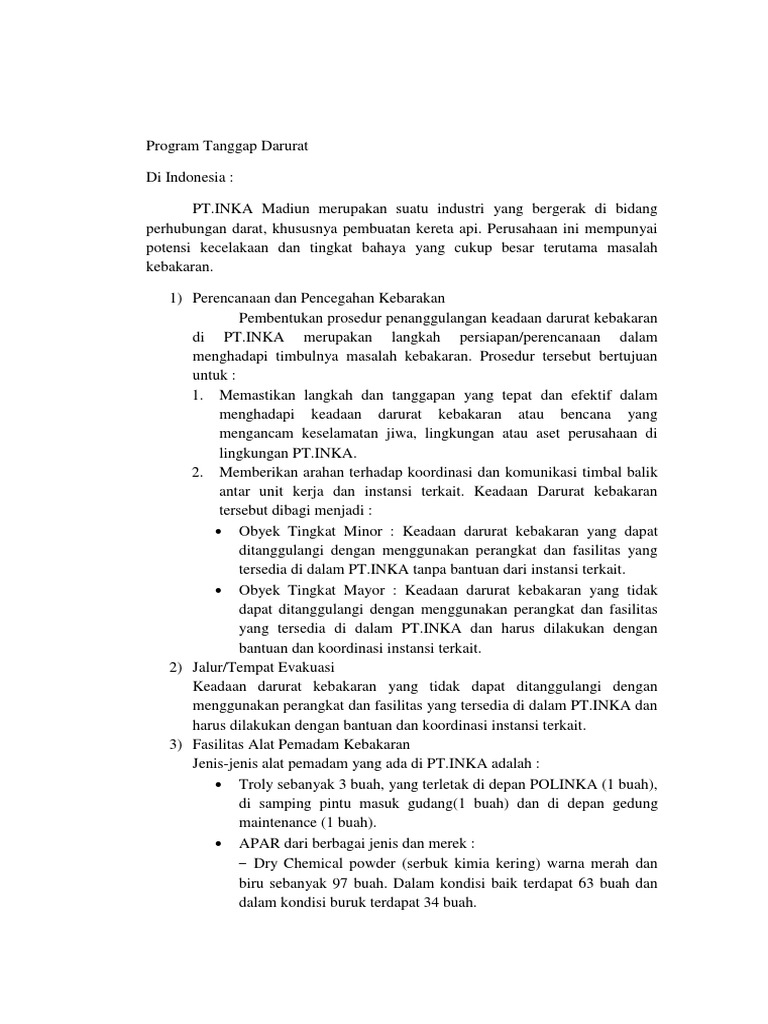 Program Tanggap Darurat | PDF