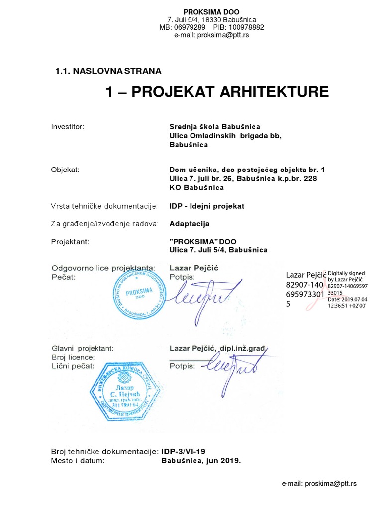 Projekat Arhitekture - Adaptacija Doma | PDF