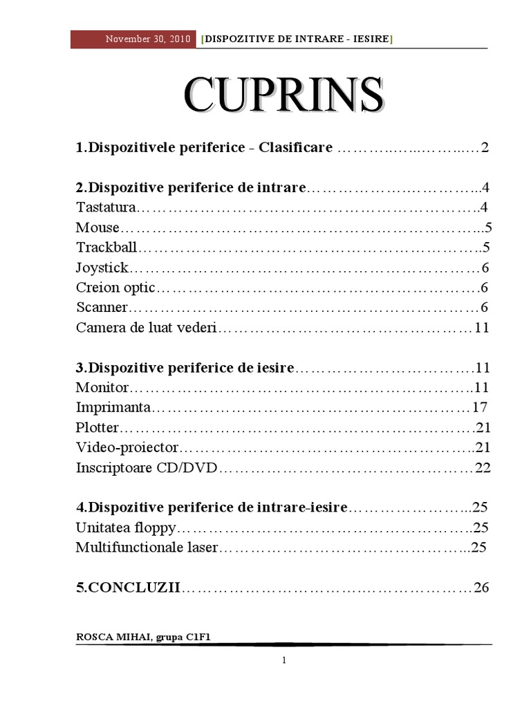 Dispozitive de Intrare-Iesire | PDF