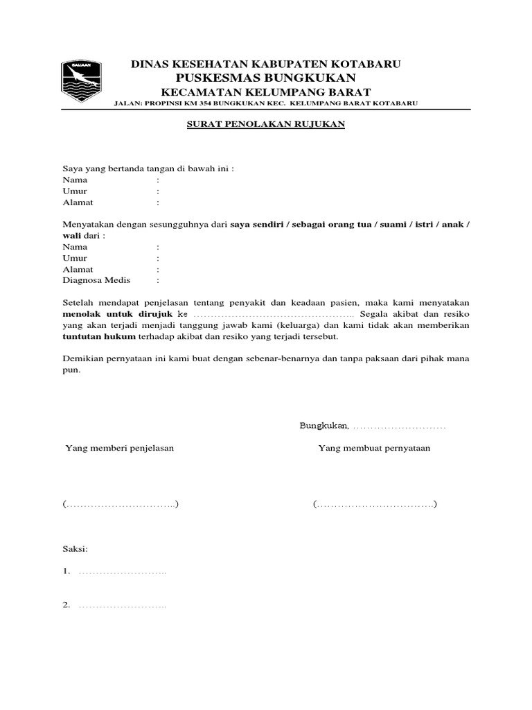 Informed Consent Penolakan Rujukan | PDF