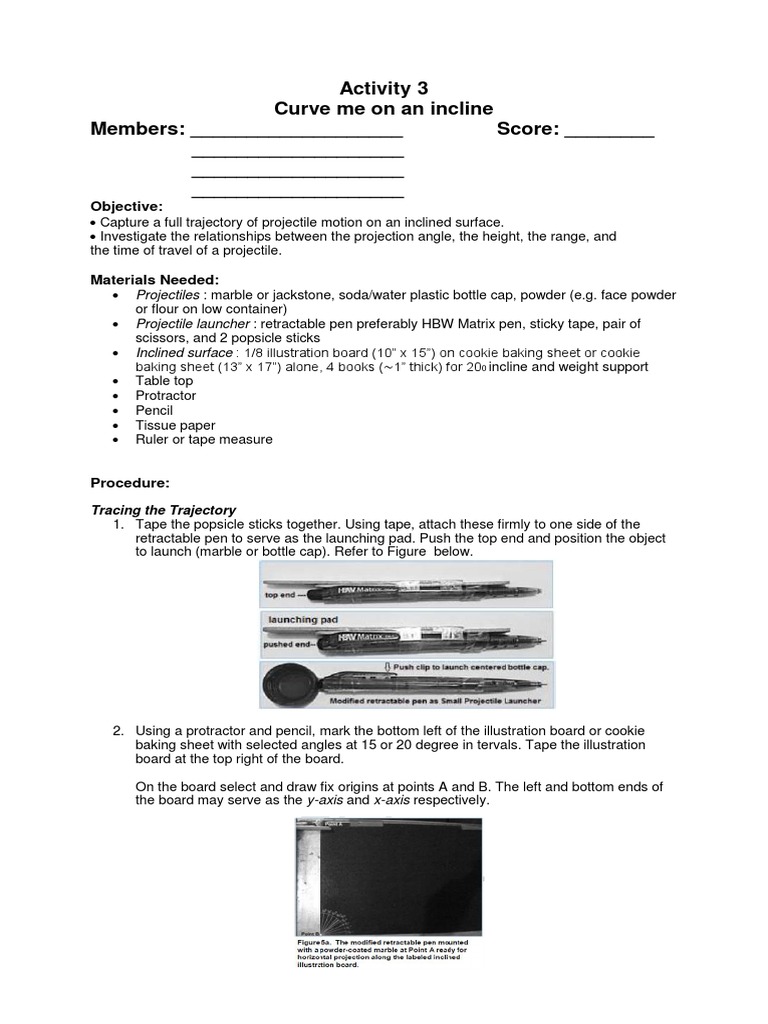 Projectile Motion on an Incline: Tracing Trajectories Less Than 40 ...