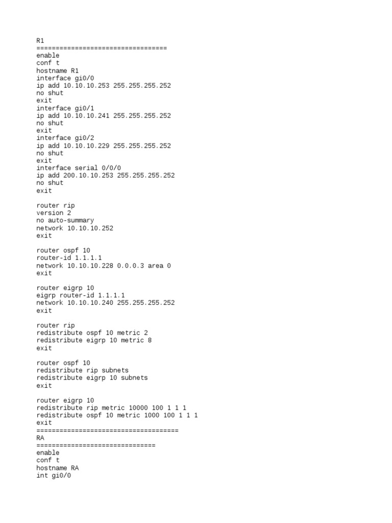 Lab Rip Ospf Eigrp Redistrubte Internet Pdf Router Computing Telecommunications
