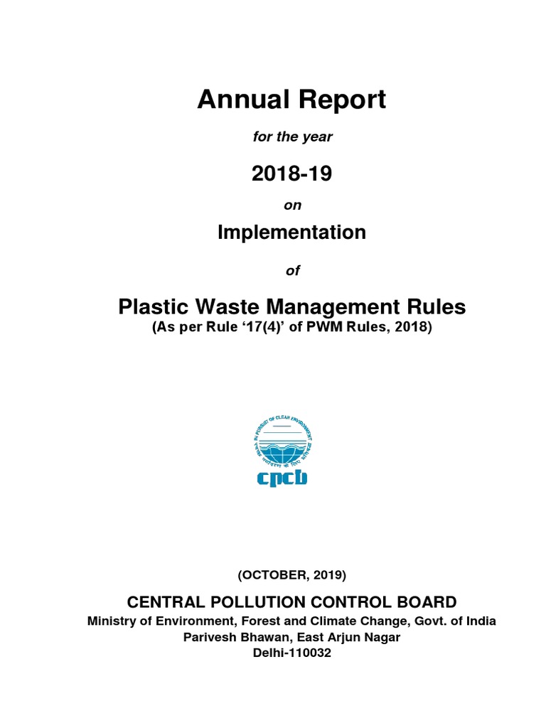 CPCB Annual - Report - 2018-19 - On PWM (Plastic Waste Management | PDF ...