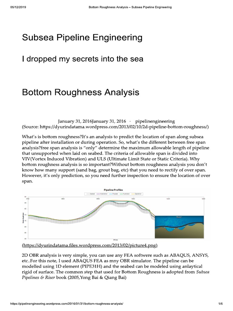 Bottom Roughness Analysis - Subsea Pipeline Engineering | PDF