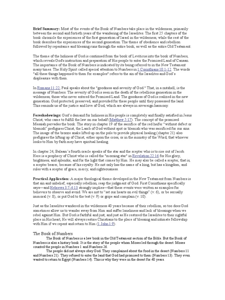 Summaries of Numbers (BIBLE) | PDF | Book Of Numbers | Aaron