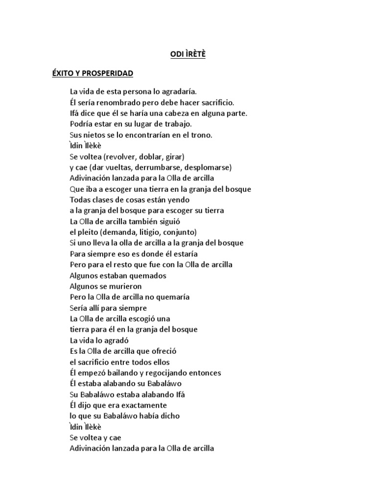 Odi Ìrètè B | PDF | Santeria | Religión étnica