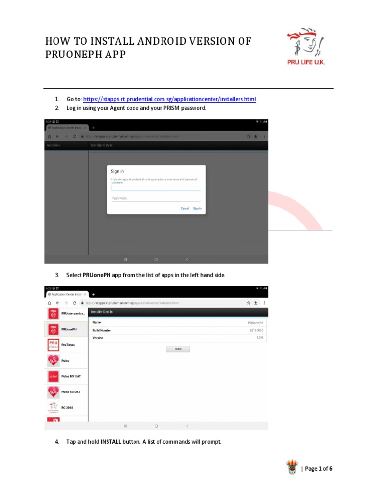 Installing PRUonePH App on Android | PDF | Business