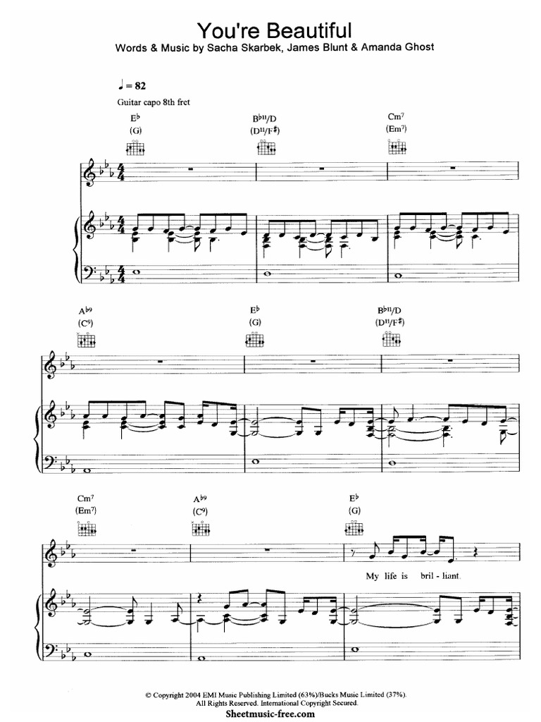 Youre Beautiful Sheet Music James Blunt PDF | PDF