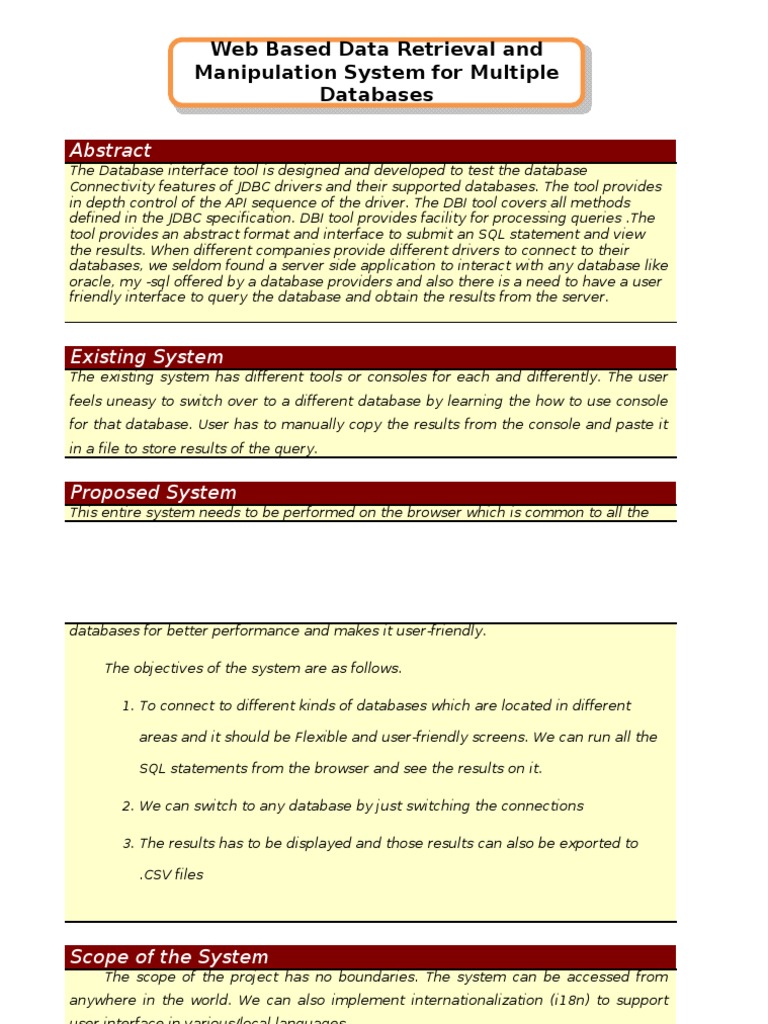 Web Based Data Retrieval and Manipulation System For Multiple Databases Color Abstract | PDF ...