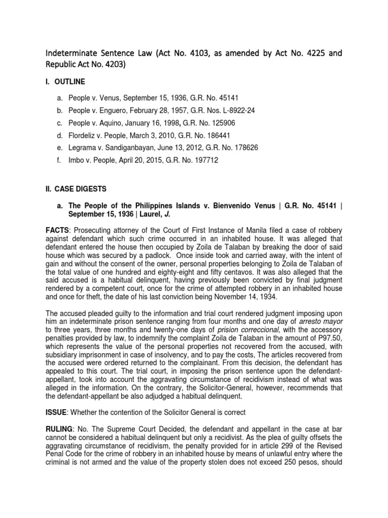 ISLAW Digests | PDF | Sentence (Law) | Mitigating Factor